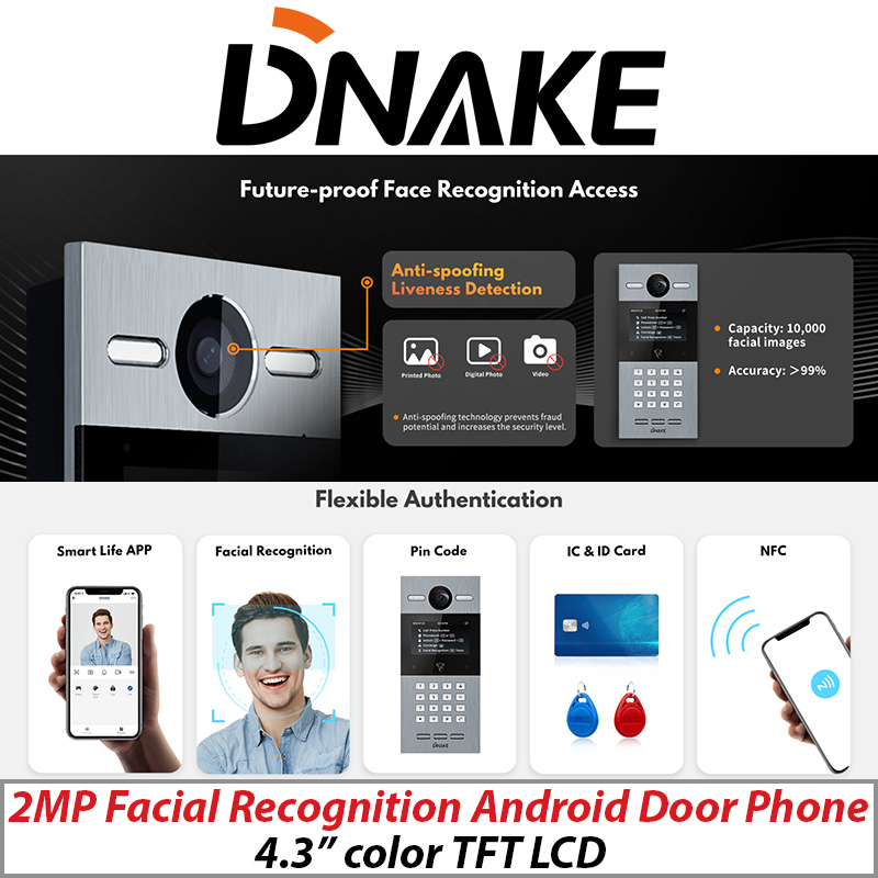 DNAKE 2MP Android Facial Recognition Door Phone, 4.3", Surface Mount (S615/S) ∙ Doris CCTV